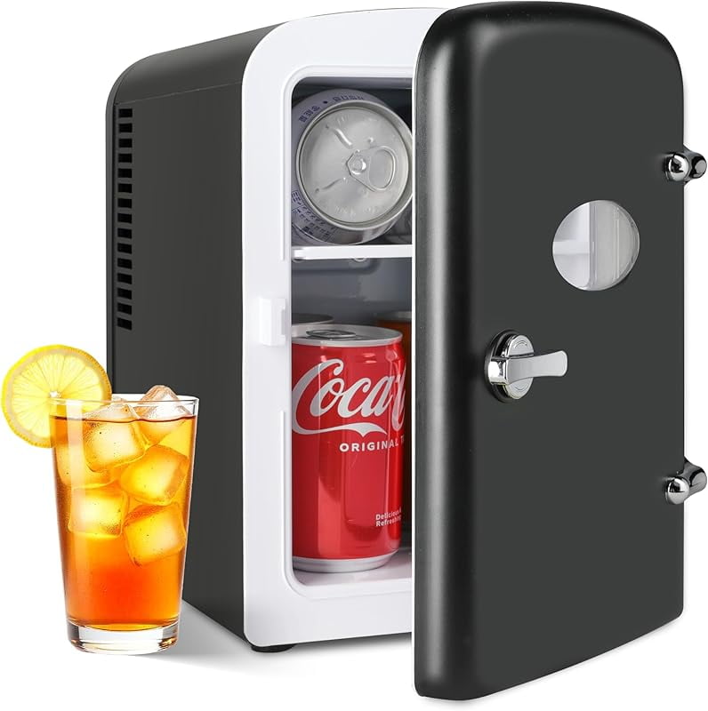 4L 6 Can Mini Fridge Portable Cooler & Warmer Compact Refrigerators for ...