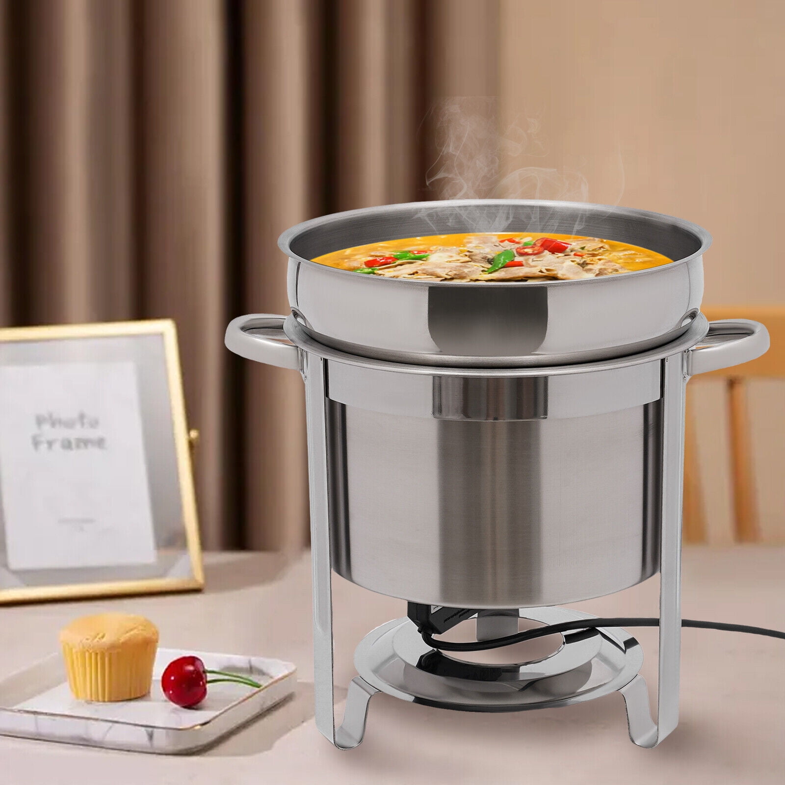 Stainless Steel Chafing Dish Set, Round Soup Warmer, 4L/7L/11L ...