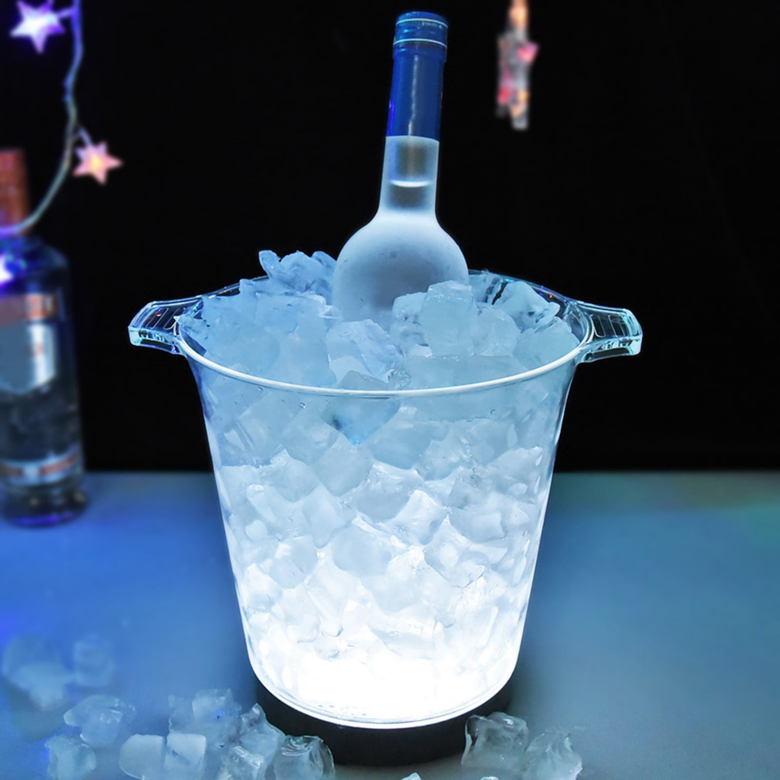 4L Acrylic Transparent Luminous LED Ice Bucket Double Handle Plastic ...