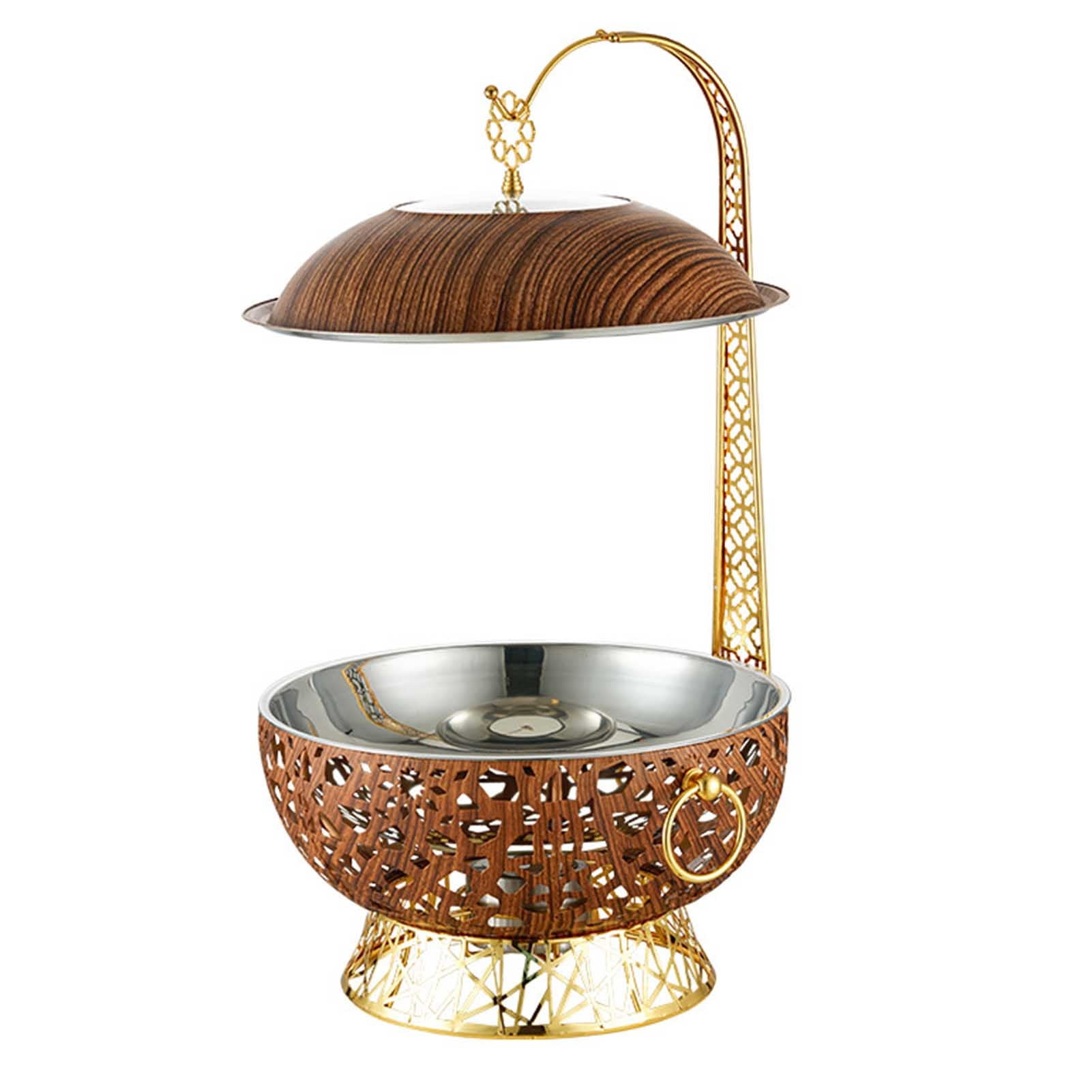 4L Catering Food Warmer with Hanging Lid, Round Chafing Dish Buffet Set ...