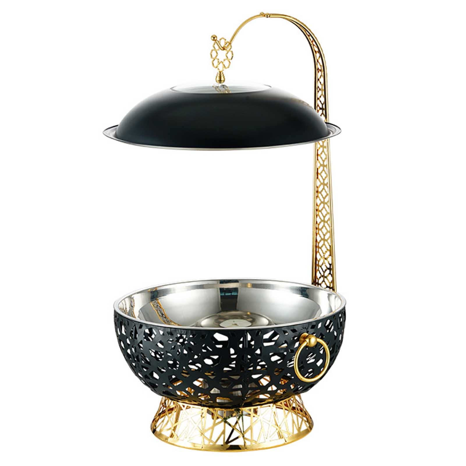 4L Catering Food Warmer with Hanging Lid, Round Chafing Dish Buffet Set ...