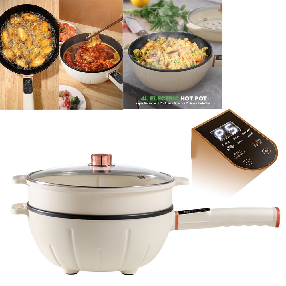 4L Electric Frying Pan,Multifunctional Hot Pot Electric Steamer 1400W ...