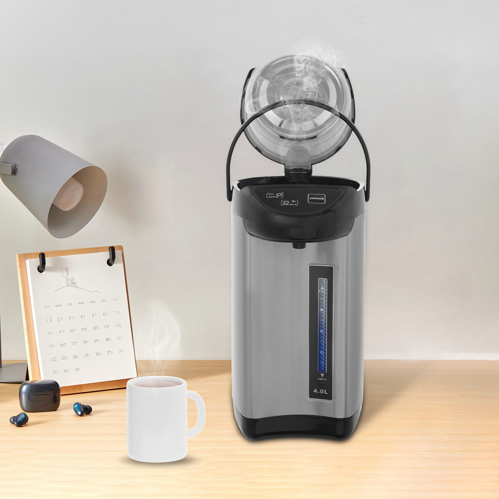 4L High-Capacity Electric Water Boiler & Warmer 750W Stainless Steel ...