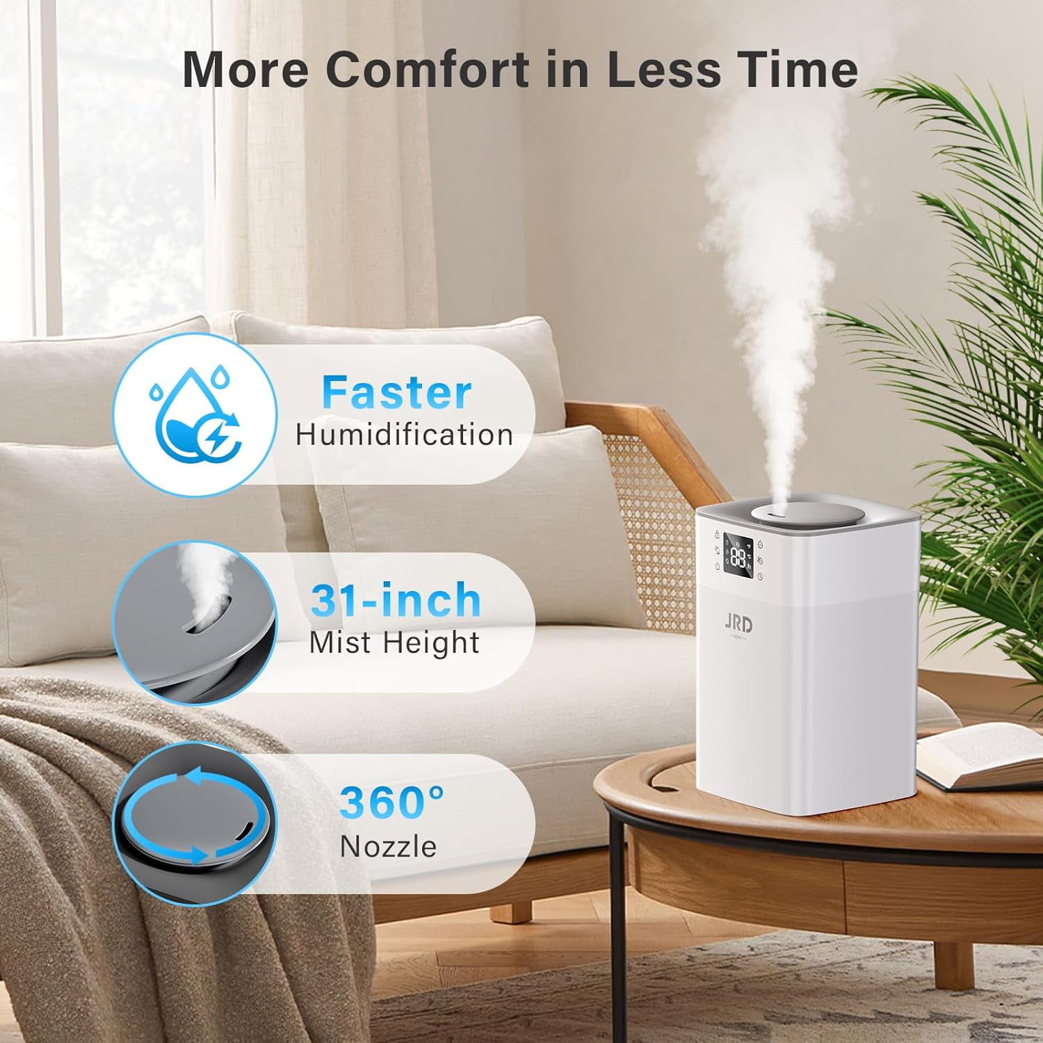4L Humidifiers for Bedroom, Cool Mist Humidifier for Large Room, 40H ...