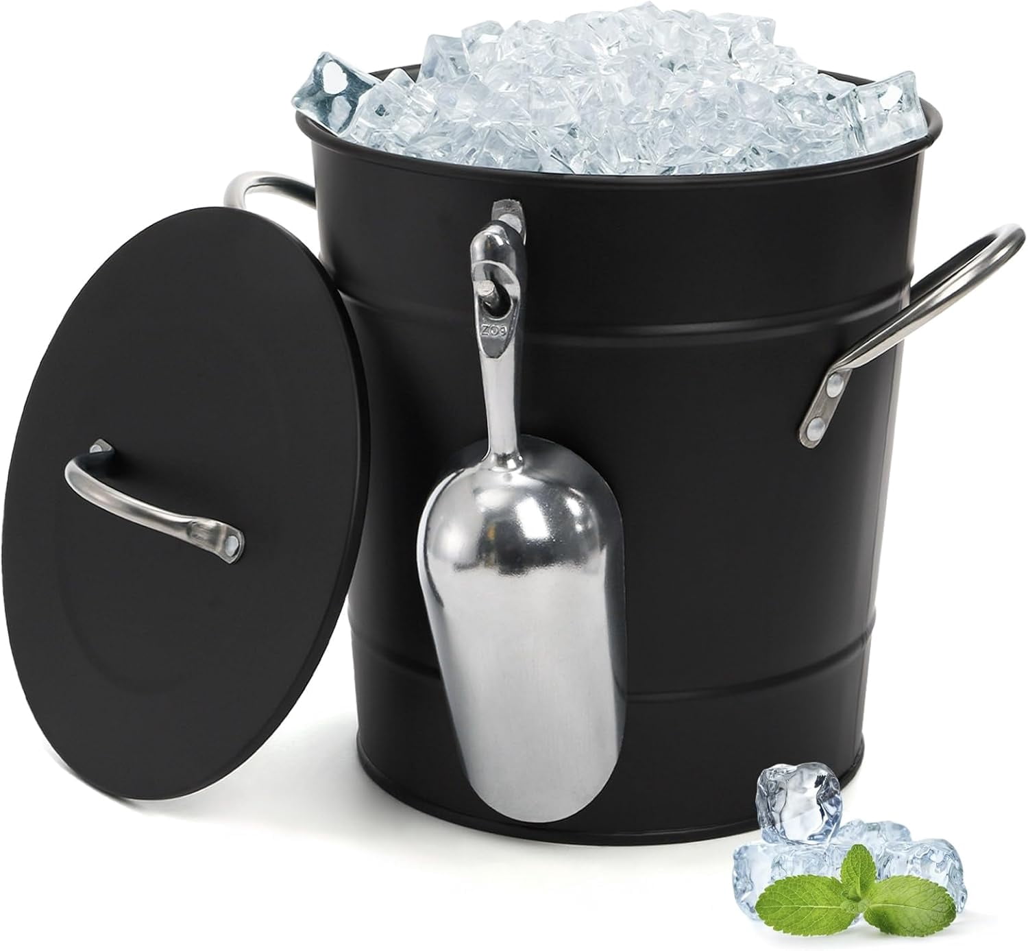 4L Ice Bucket with Scoop and Lid, Double Walled Insulated Wine Bucket ...