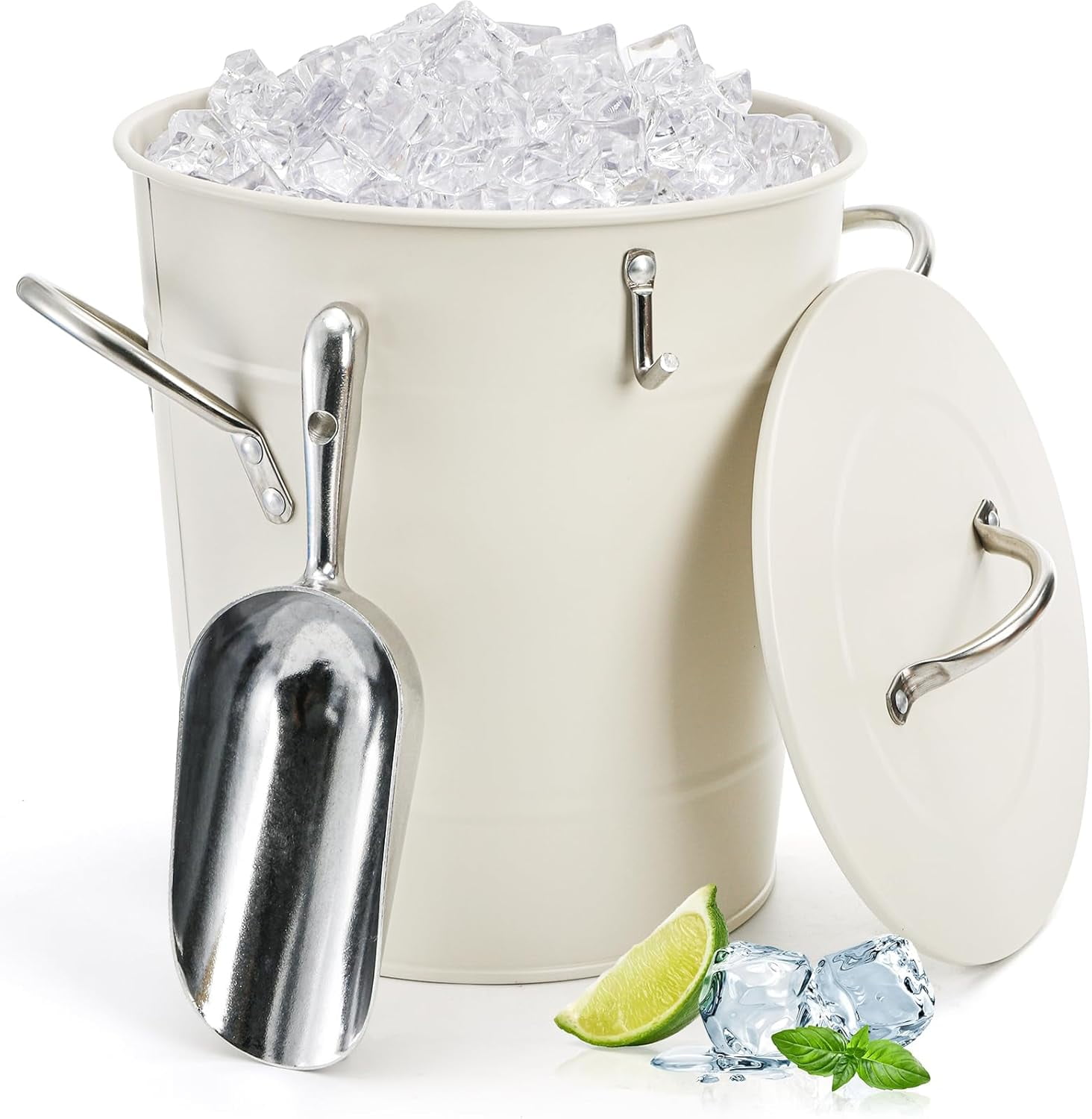 4L Ice Bucket with Scoop and Lid, Double Walled Insulated Wine Bucket ...