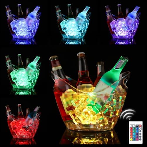 4L LED Ice Buckets with Waterproof Light and Remote Control Light up ...