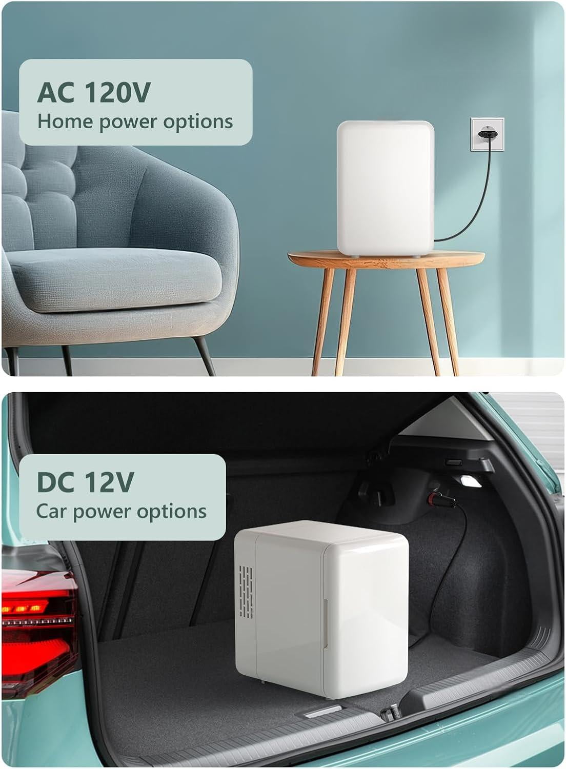 4L Mini Fridge for Skincare & Food, 110V/12V Cooler & Warmer, Portable Refrigerator for Bedroom ...