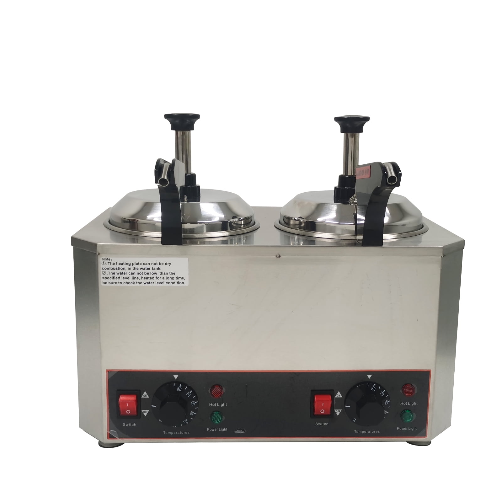 4L Pump-Type Sauce Warmer Double Head Cheese Chocolate Pump Dispenser ...