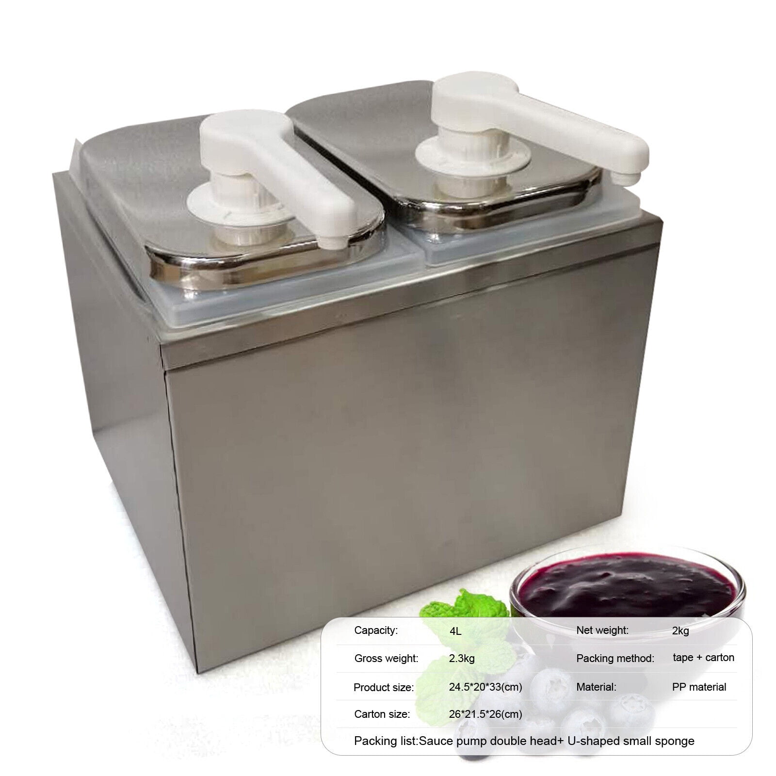 4L Sauce Pump Dispenser, Squeeze Condiment Dispensing Stainless Steel ...