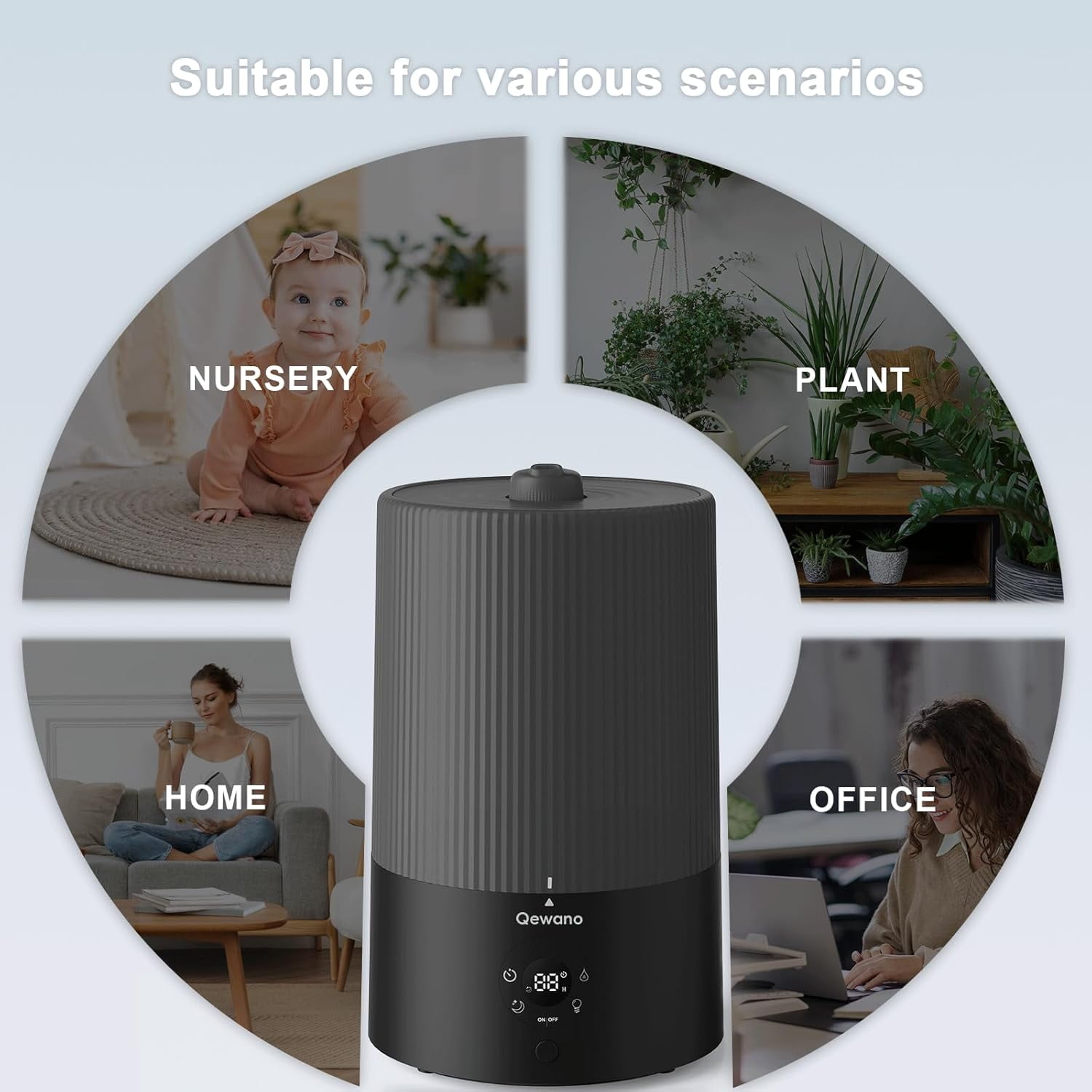 4L Ultrasonic Cool Mist Humidifier with Oil Diffuser & Nightlight ...