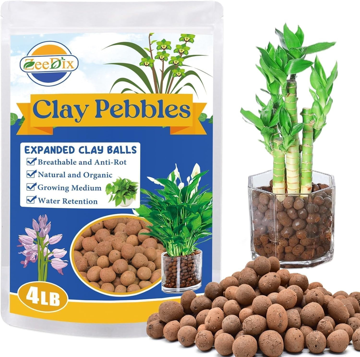 4LBS Lightweight Expanded Clay Pebbles - pH-Balanced Hydroponic Growing ...