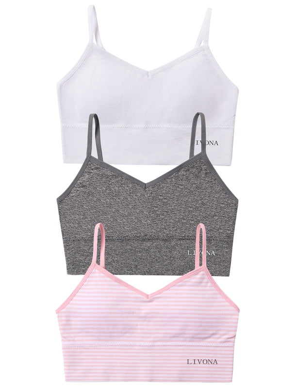 4Leezy 3 Pack Padded Sports Bras for Girls | Soft Crop Cami Top ...