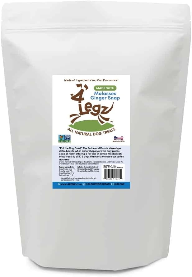 Molasses Ginger Snap Natural Dog Treats from 4Legz - Healthy, Crunchy ...