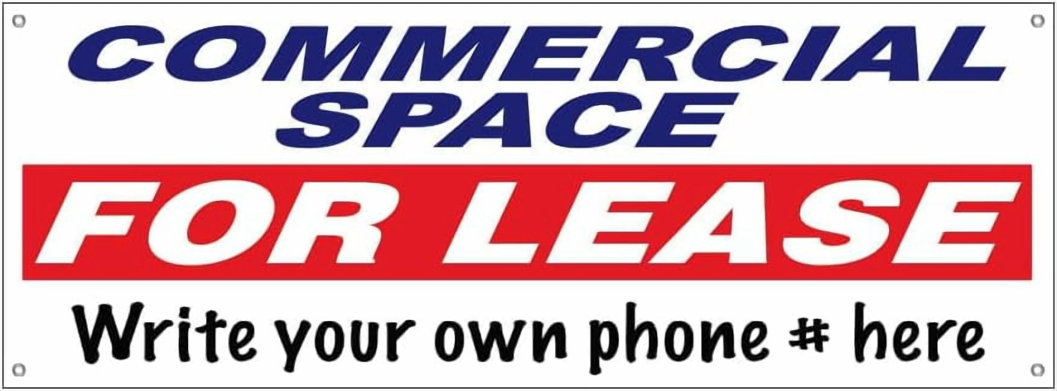 4LessCo 18x48 Inch COMMERCIAL SPACE FOR LEASE Vinyl Banner Sign With ...