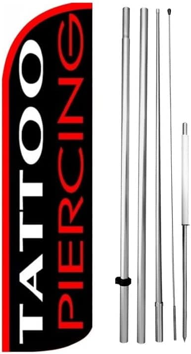 4LessCo TATTOO PIERCING Windless Swooper Feather Flag 15 Feet Tall ...