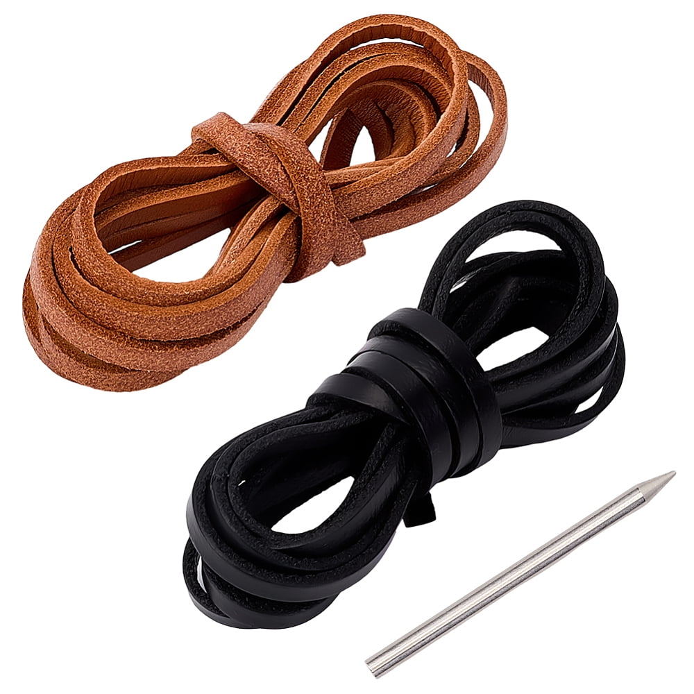 4M 2 Colors Flat Cowhide Leather Cord Jewelry DIY Making Cord with 201 ...