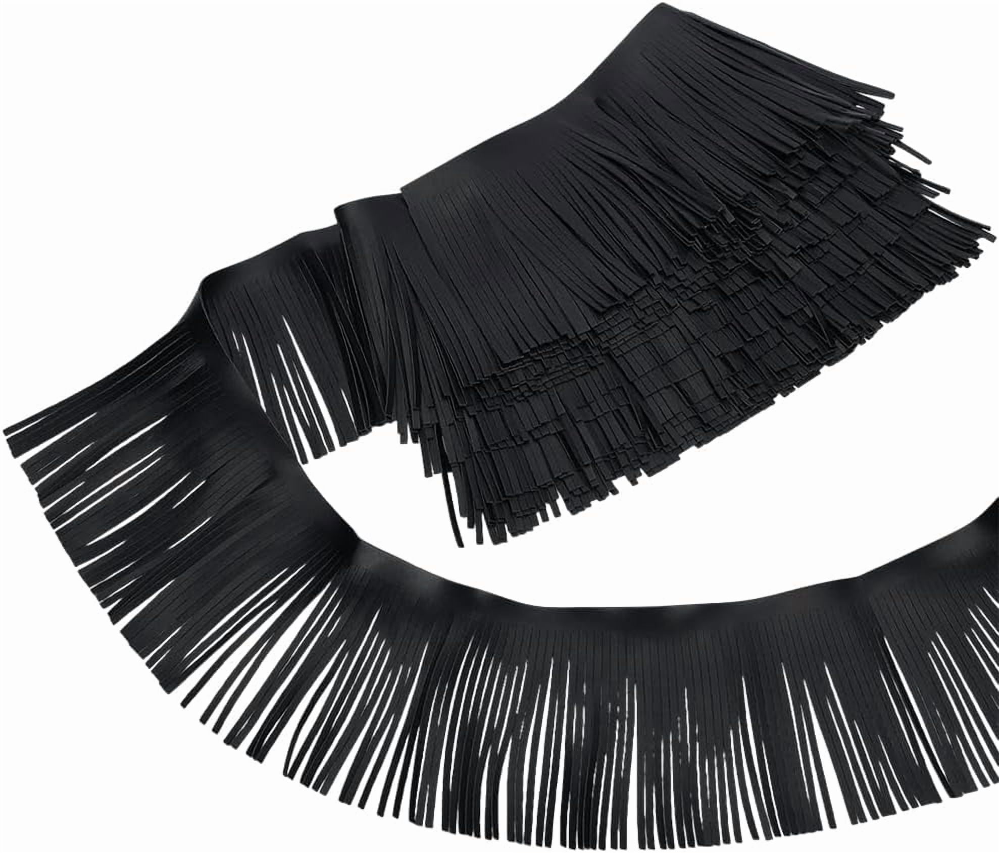 4M PU Leather Tassel Ribbon Artificial Leather Fleece Strip Pleather ...