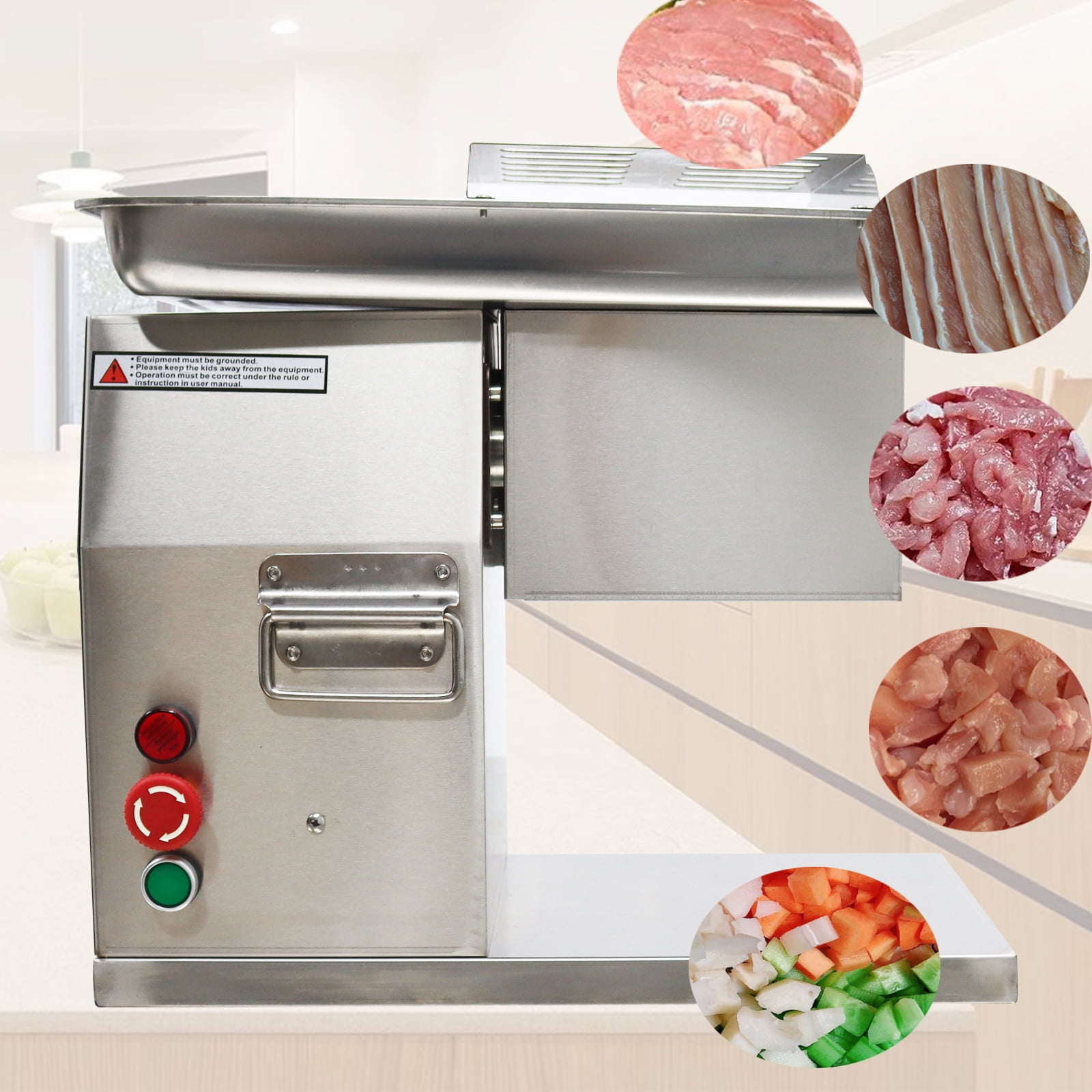 4MM Blade Meat Slicer Cutter Machine Desktop Stainless Steel Commercial ...