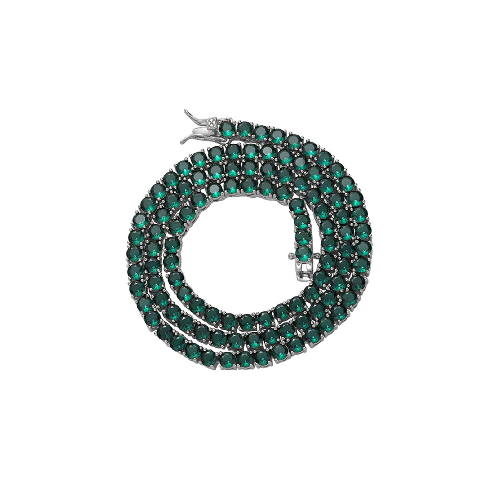 4MM Green Tennis Necklace for Women 18K Gold Plated Round Cut Lab Gold ...