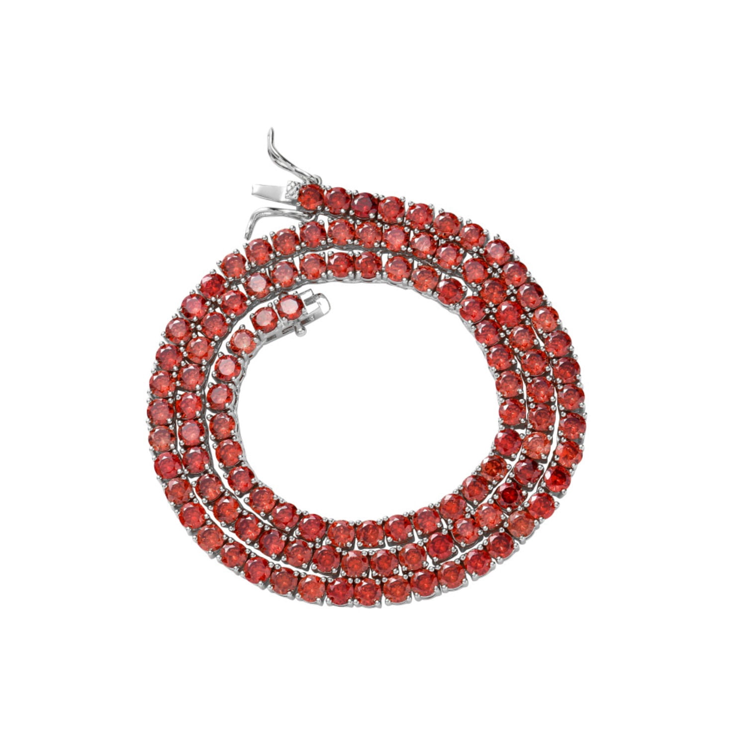 4MM Red Tennis Necklace for Women 18K Gold Plated Round Cut Lab Diamond ...