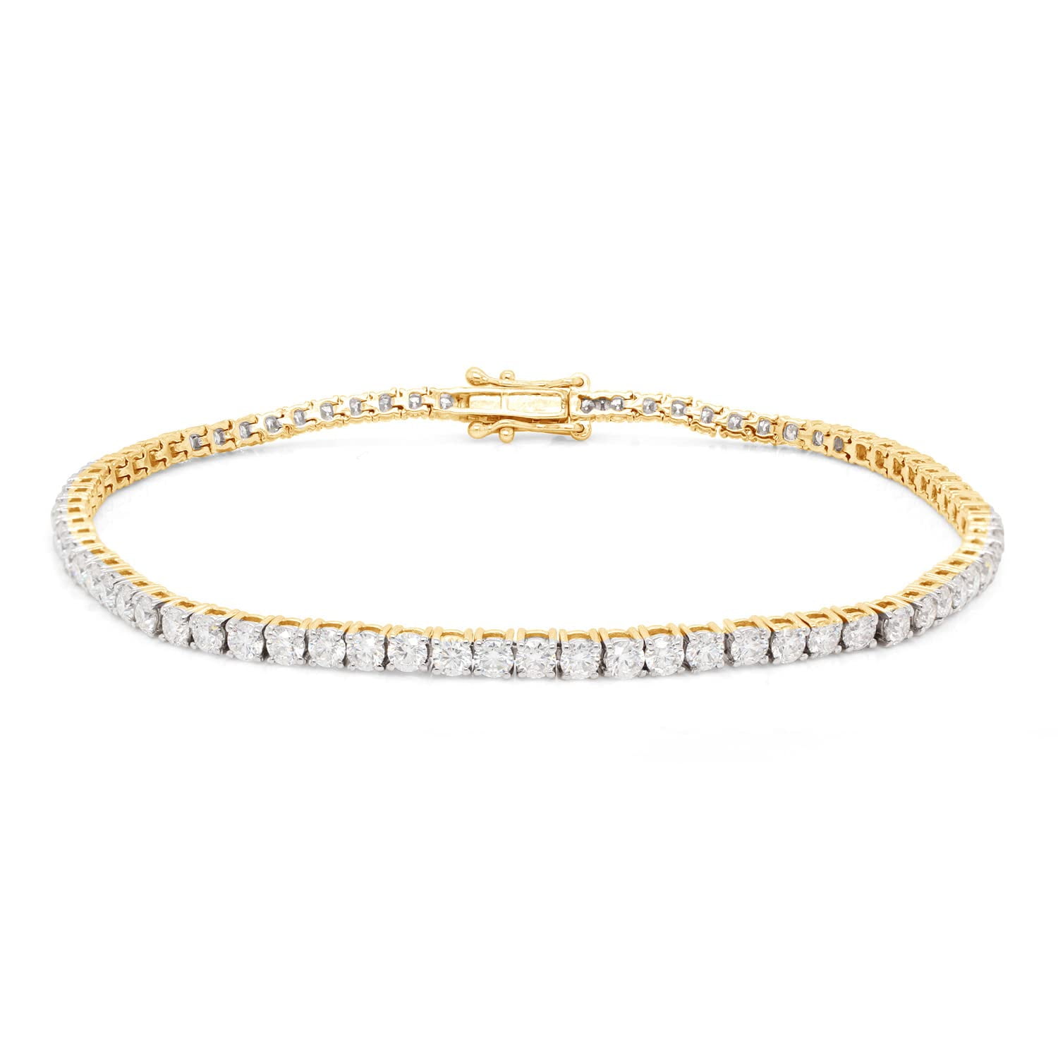 AFFY 4MM Width Moissanite Diamond Tennis Chain Bracelet in 14k Yellow ...
