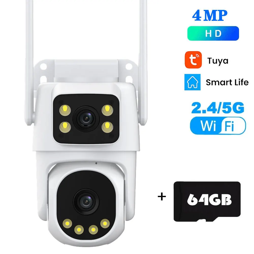 4MP 5G PTZ Dual Lens Camera Wifi Tuya Security Surveillance Dual Screen ...
