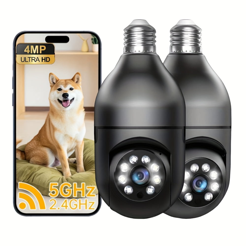 4MP Bulb Security Camera, Wireless Indoor, 360-Degree Panoramic Motion ...