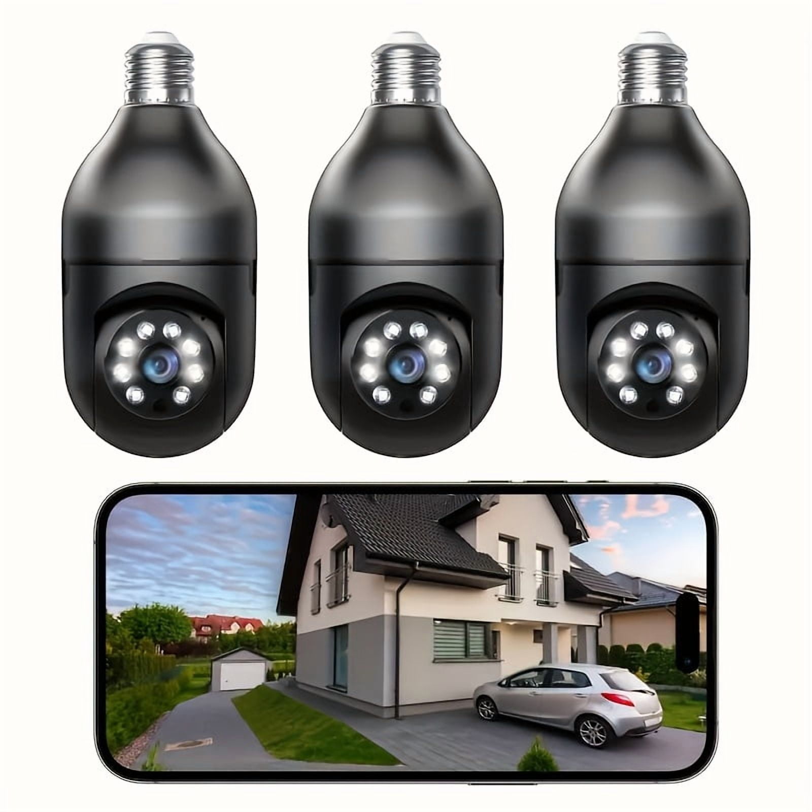 4MP Bulb Security Camera, Wireless Indoor, 360-Degree Panoramic Motion ...