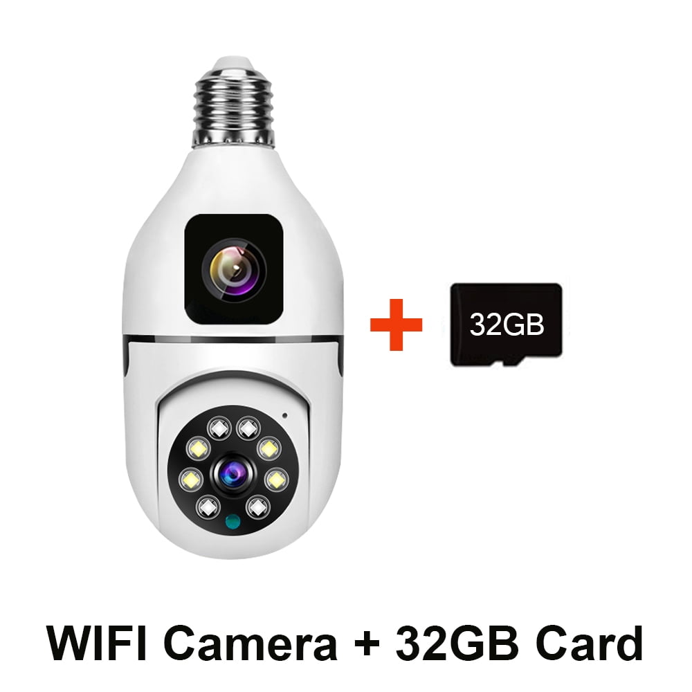 4MP Bulb Wifi Camera Indoor Dual Lens Wireless Light IP Camera 2 Way ...