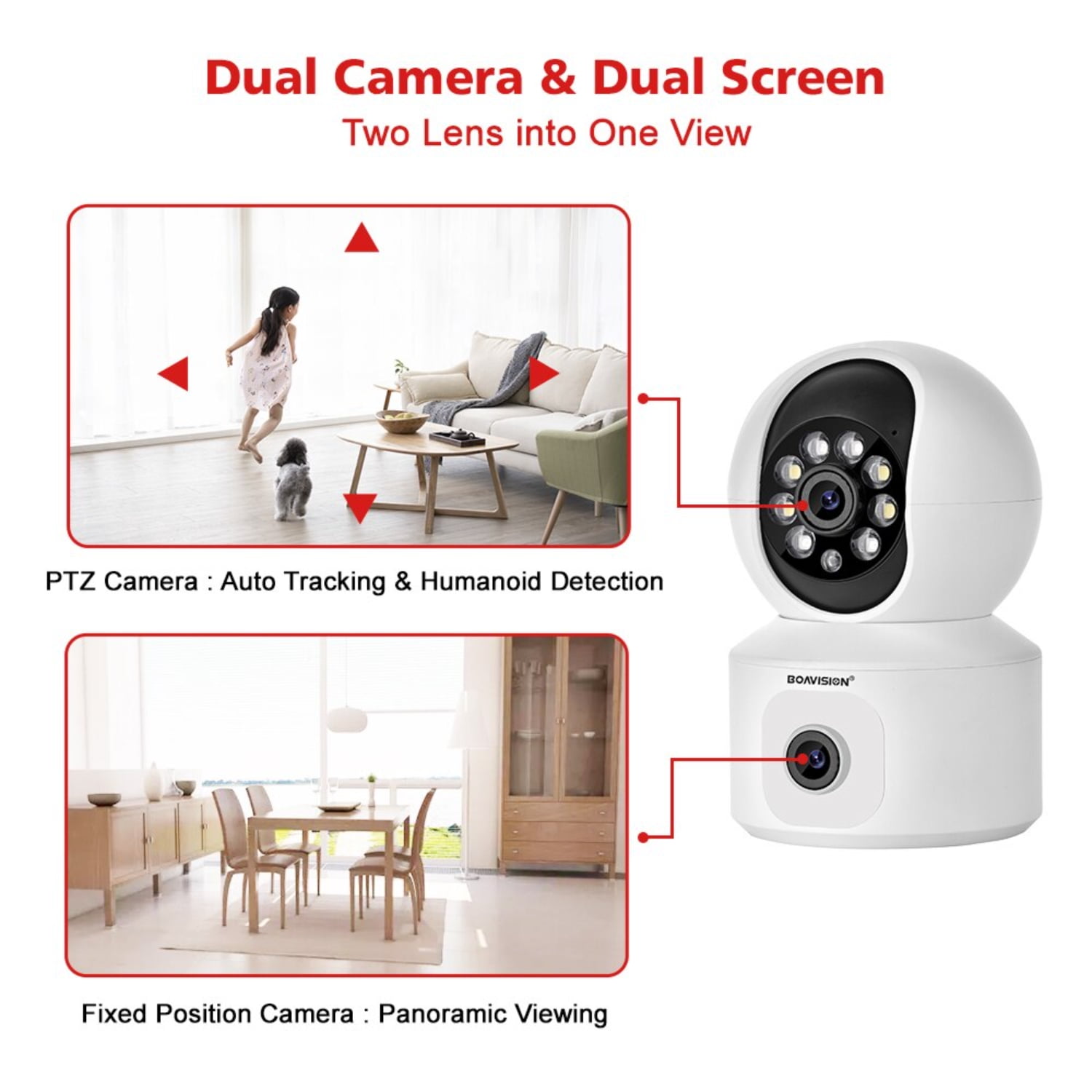 4MP Dual-Lens WiFi PTZ Camera with Advanced Humanoid Detection for Baby ...