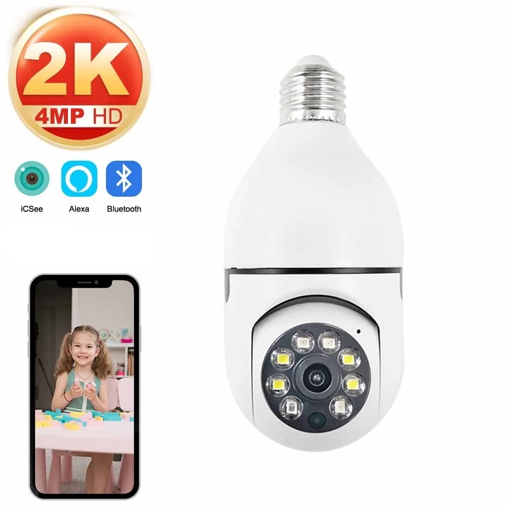 4MP E27 Bulb IP WiFi Camera Indoor Video Surveillance Camera Security ...