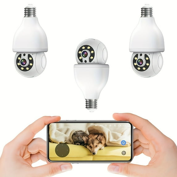 4MP Light Bulb Security Camera 5G2.4G HD Camera, Security Camera ...