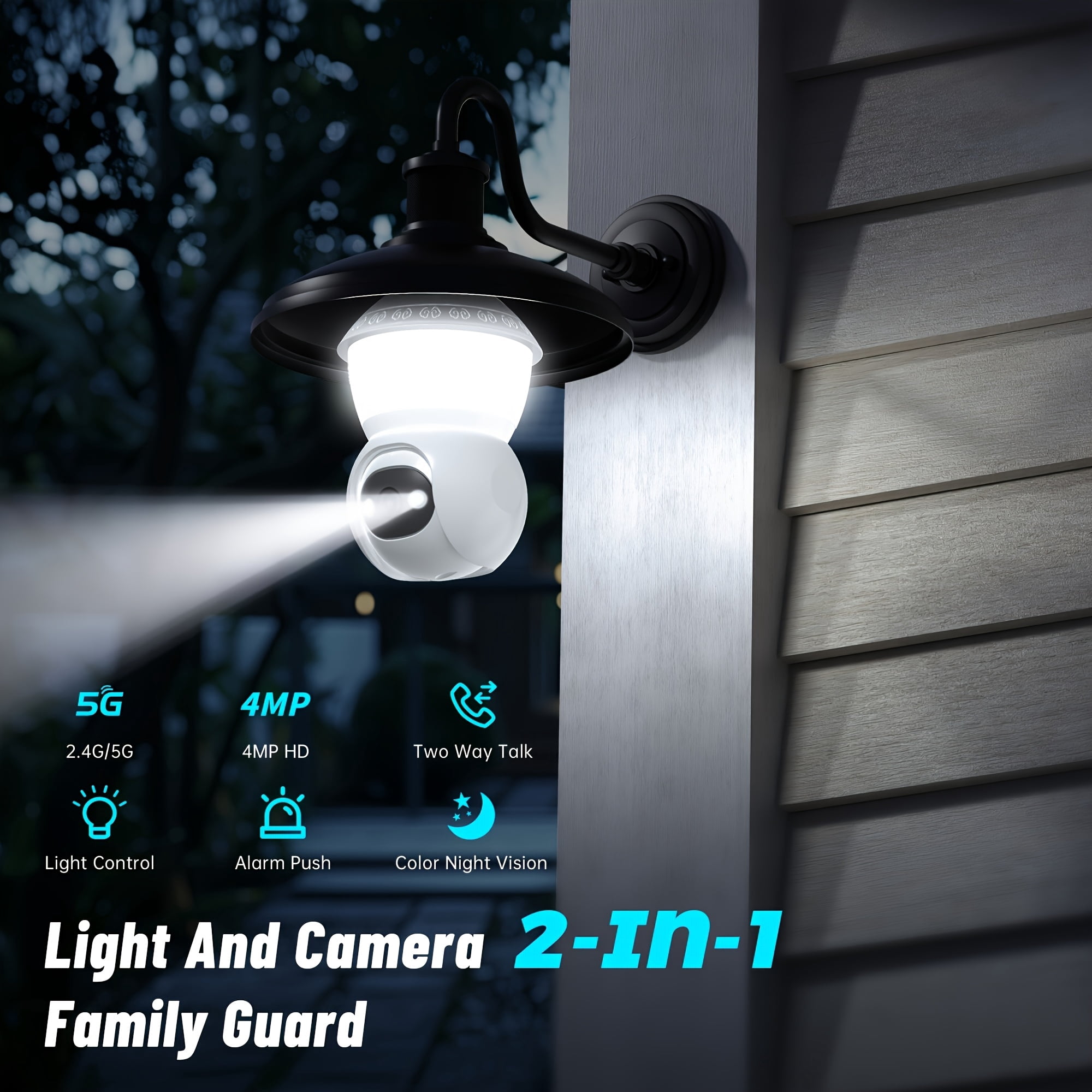 4MP Light Bulb Security Camera 5G2.4G HD Camera, Security Camera ...