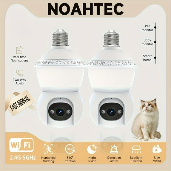 4MP Light Bulb Security Camera 5G2.4G HD Camera, Security Camera ...