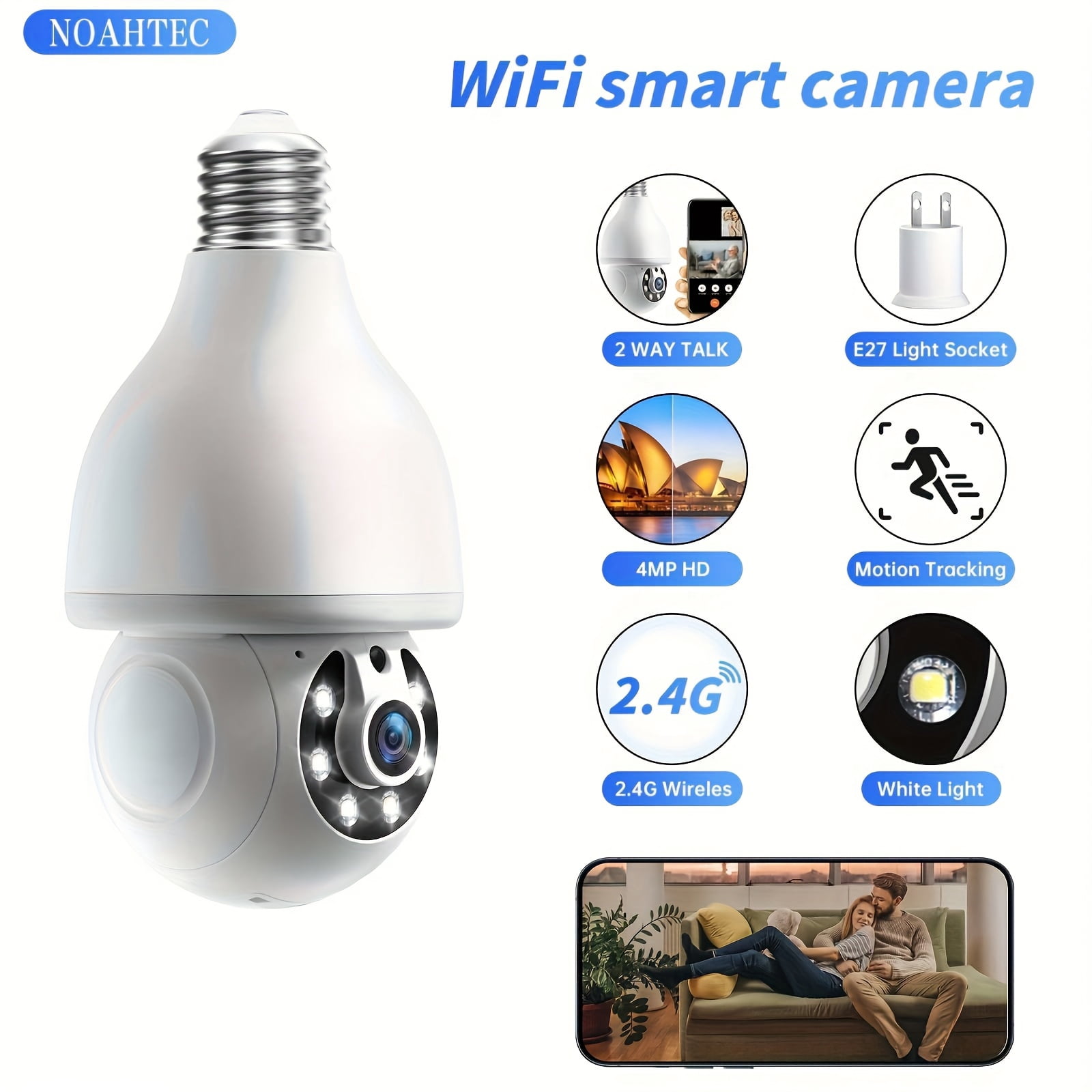 4MP Light Bulb Security Camera 5G2.4G HD Camera, Security Camera ...