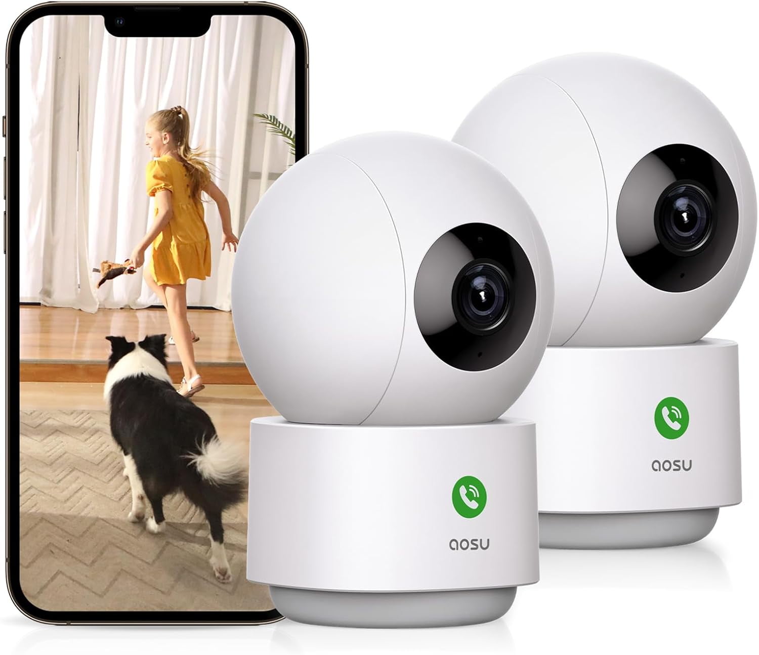 4MP Security Camera Indoor, 2.5K Baby Monitor Pet Camera 360° for Home Security, WiFi Camera ...