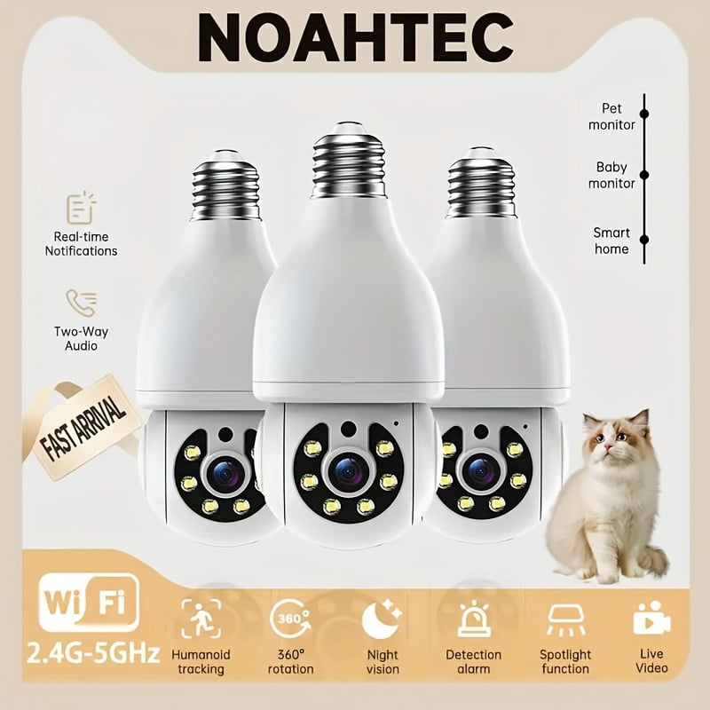 4MP Smart Light Bulb Security Camera, HD Bulb Camera with 5G/2.4G Wifi ...