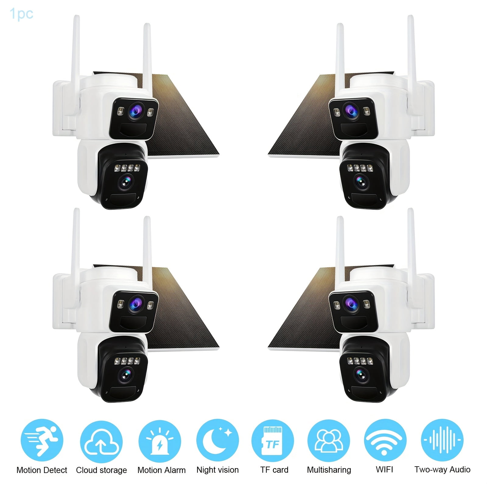 4MP Solar-Powered Outdoor Security Camera - Dual Lens 360° View, Color ...