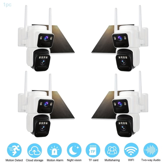 4MP Solar-Powered Outdoor Security Camera - Dual Lens 360° View, Color ...