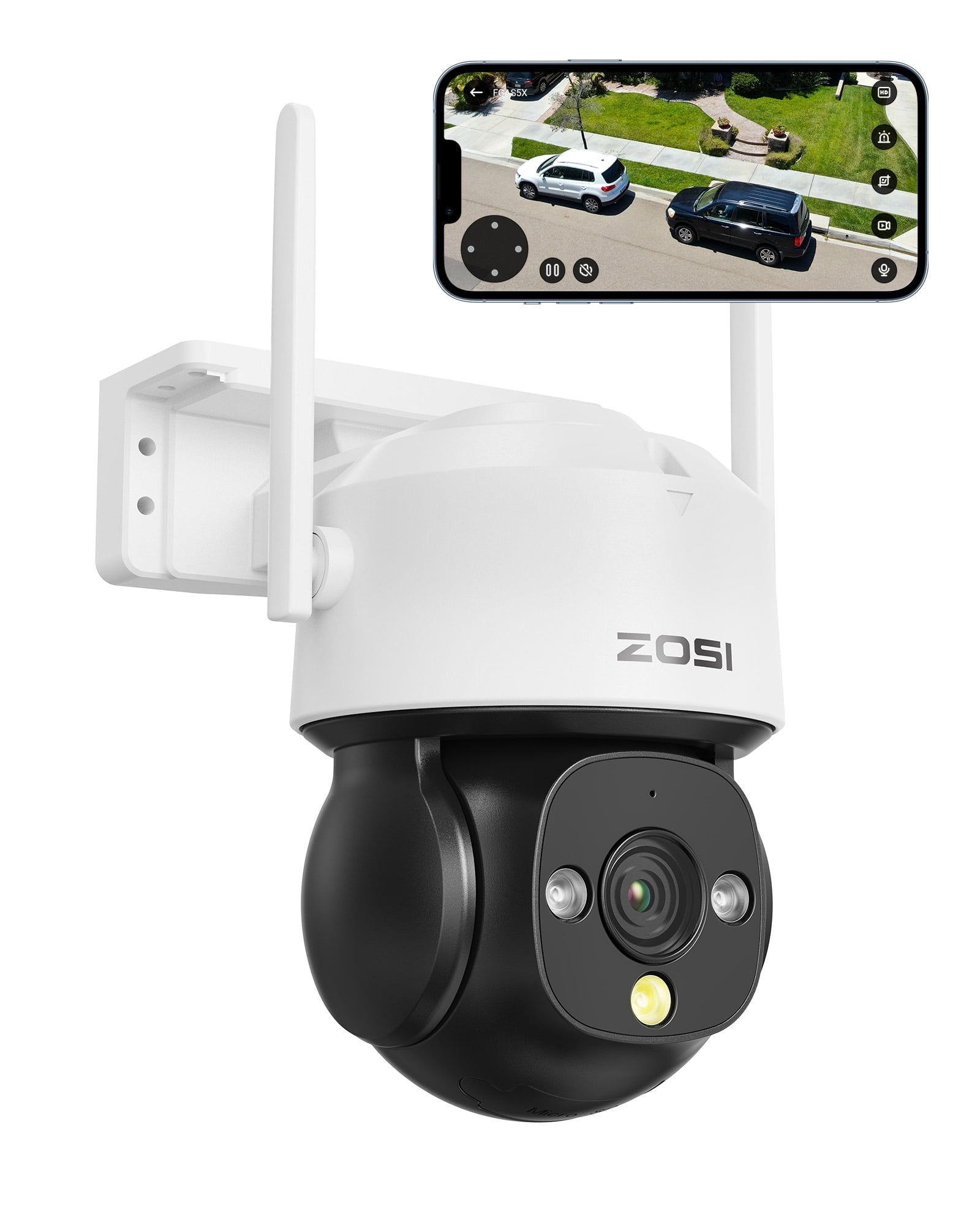 4MP WiFi 360° PTZ Security Camera Outdoor，ZOSI QHD 2.5K Wireless ...