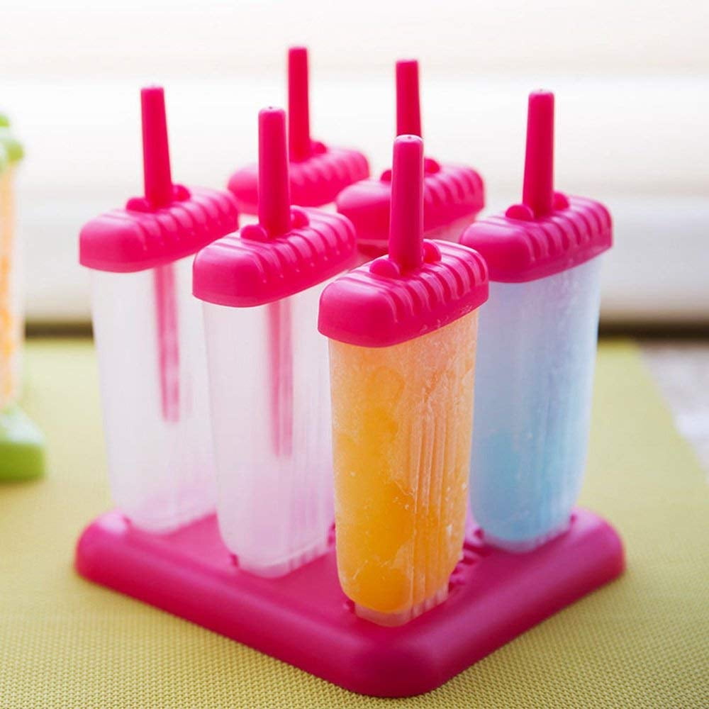 4MYL Popsicle Ice Mold Maker Set of 6 BPA Free Reusable Ice Cream Molds ...