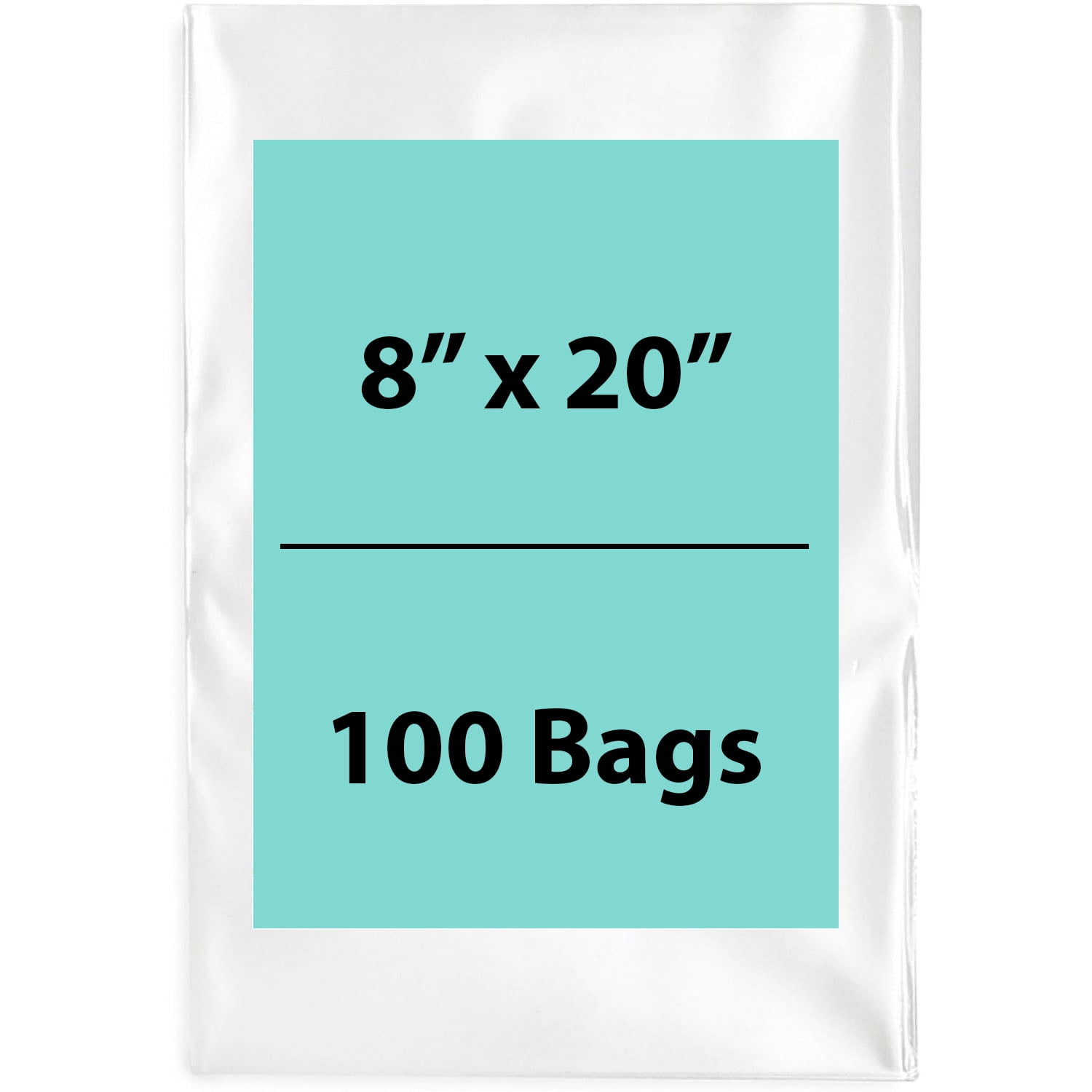 4Mil Clear Flat Open Top Poly Bags LDPE Packaging - 8"X20" & (100 Bags ...