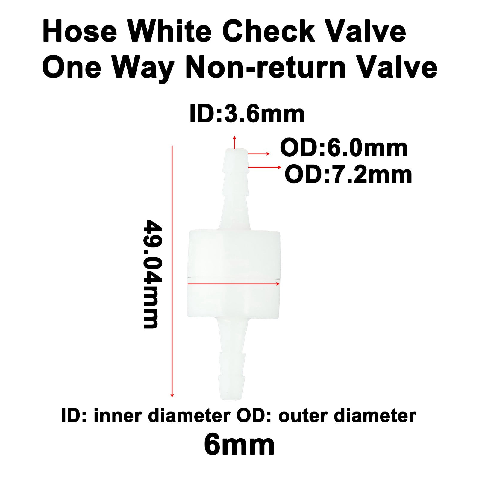 4Mm 6Mm 8Mm 10Mm 12Mm Hose Id Plastic White Check Valve Way Non-Return ...