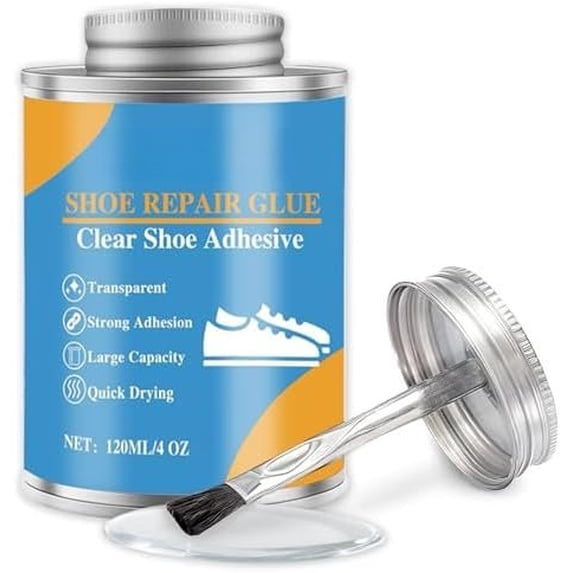4OZ Shoe Repair Glue with Brush Applicator, Clear Shoe Adhesive for ...