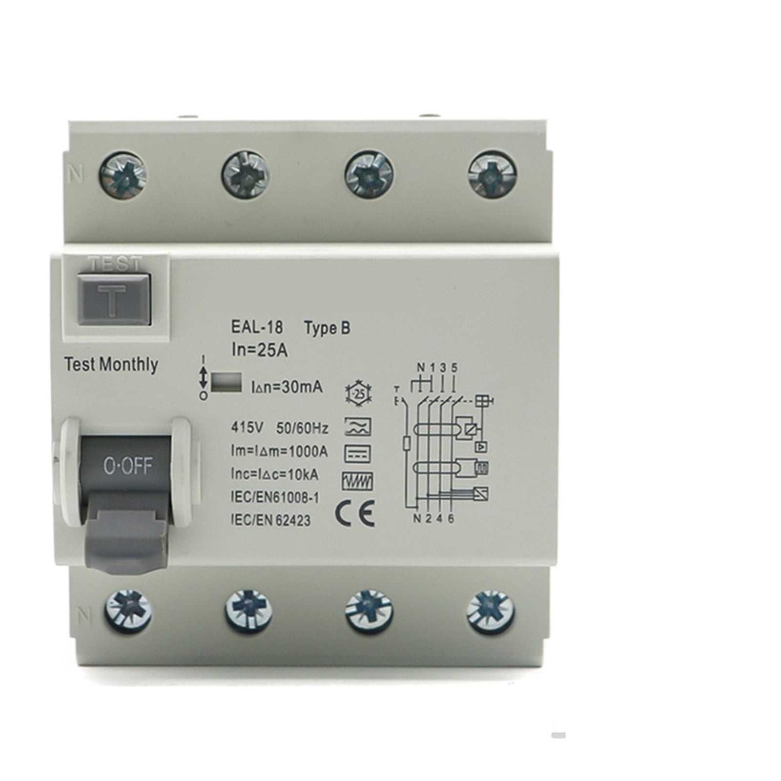 4P 10/30/100/300mA Electric Vehicle EV Charging Pile Residual Current Breaker DC RCCB RCD Type B ...