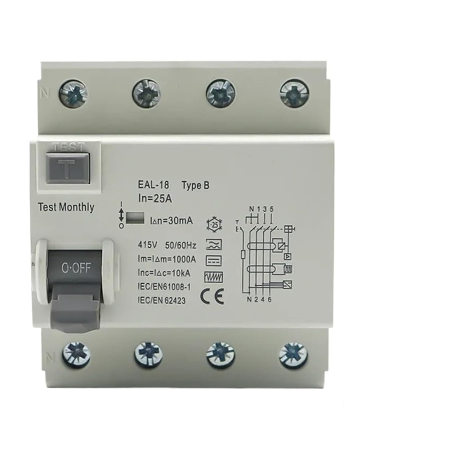 4P 10/30/100/300mA Electric Vehicle EV Charging Pile Residual Current ...