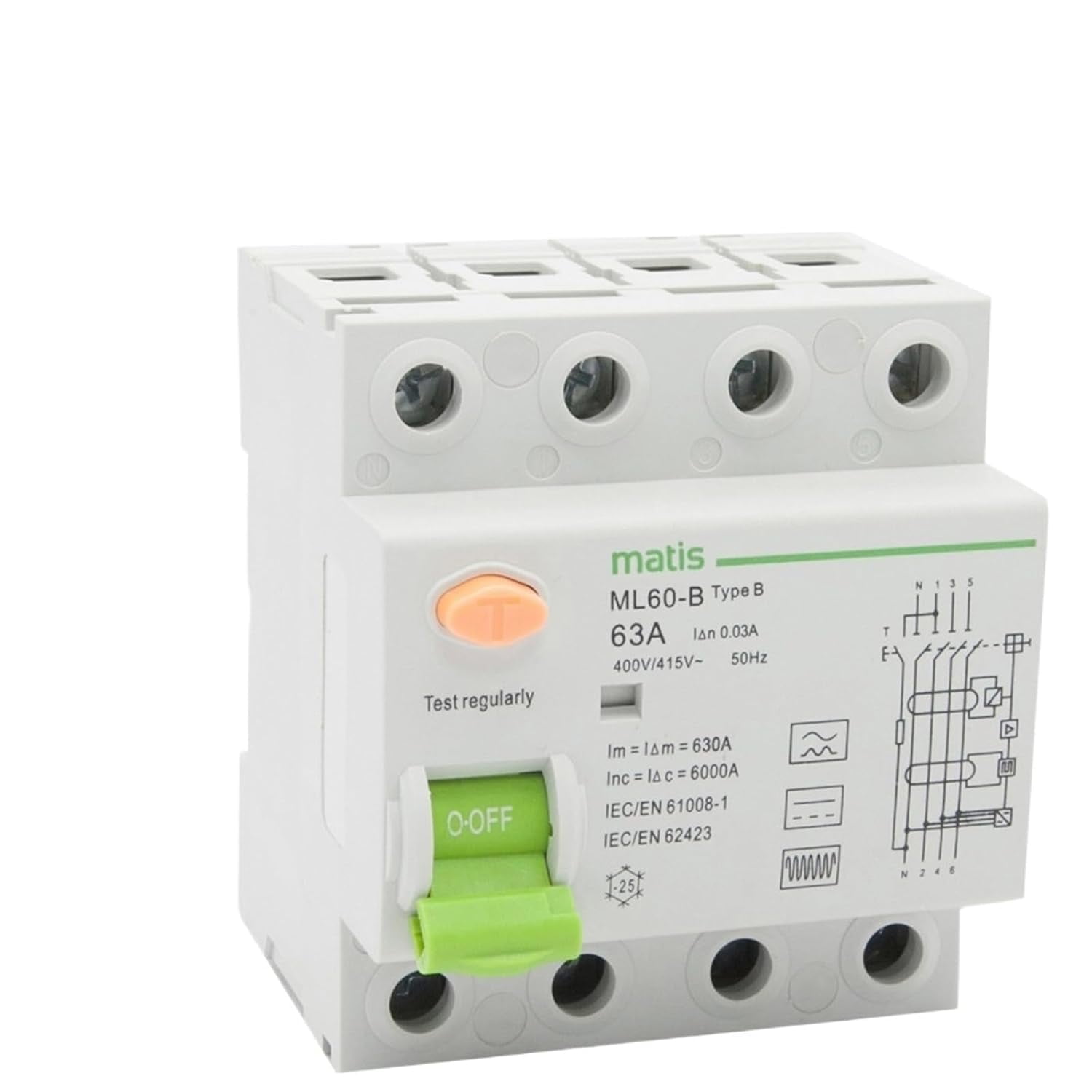 4P 100mA 32A RCCB Type B Circuit Breaker with Earth Leakage Protection for EV Charger - Walmart.com