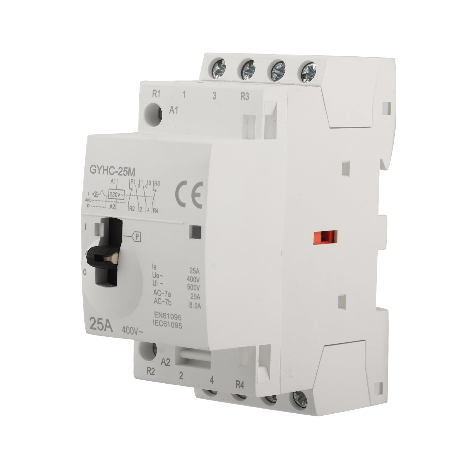 4P 25A 220V 50Hz DIN Rail Household AC Contactor with Manual Control ...