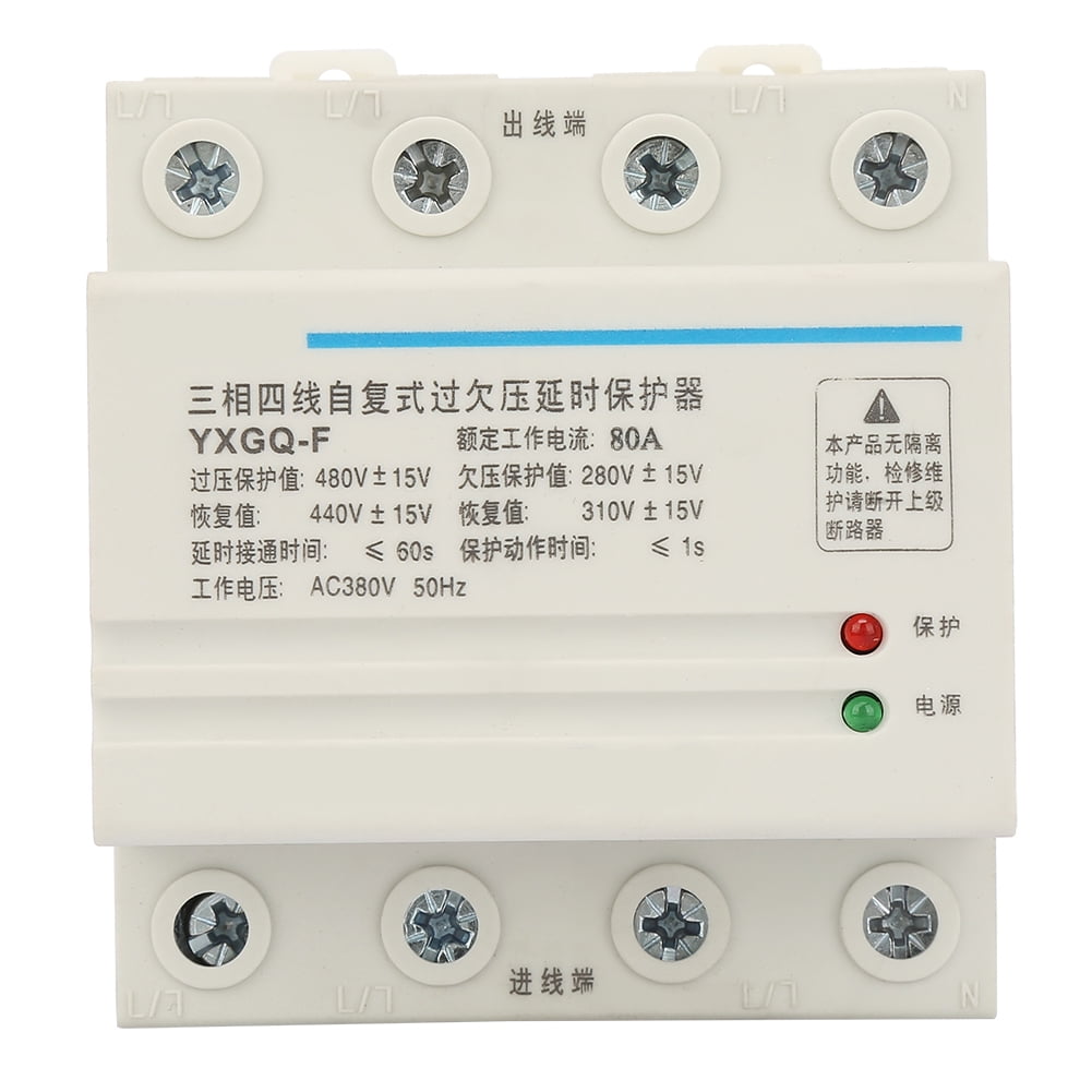 4P, 80A, Delay Function 3-Phase 4-Wire Over & Under Voltage Protection ...